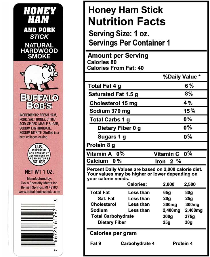 Honey Ham Sticks - Distributor – Buffalo Bobs Snacks